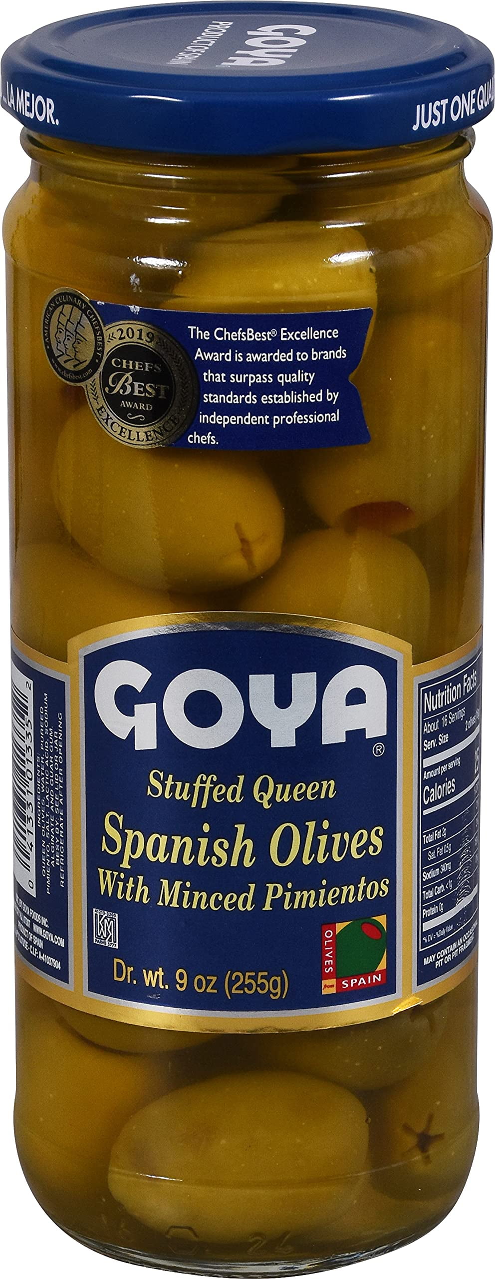 Goya Foods Stuffed Queen Spanish Olives With Minced Pimientos, 9 Ounce ...