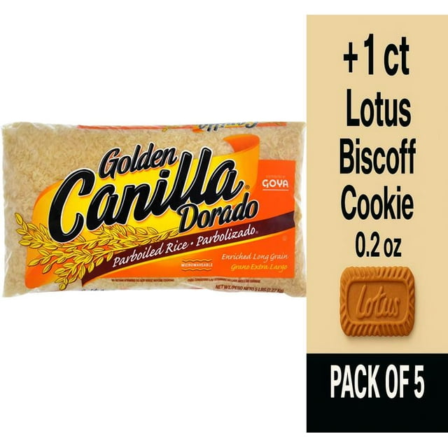 Goya Golden Canilla Parboiled Rice 5 lb - Pack of 5 & Lotus Biscoff ...