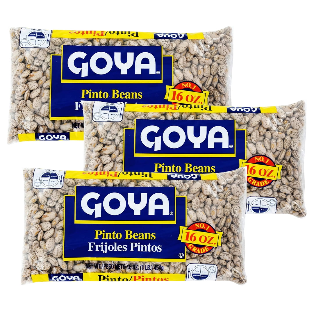 GOYA Dry Pinto Beans, 1 lb Bag, Pack of 3, High in Fiber and Iron ...