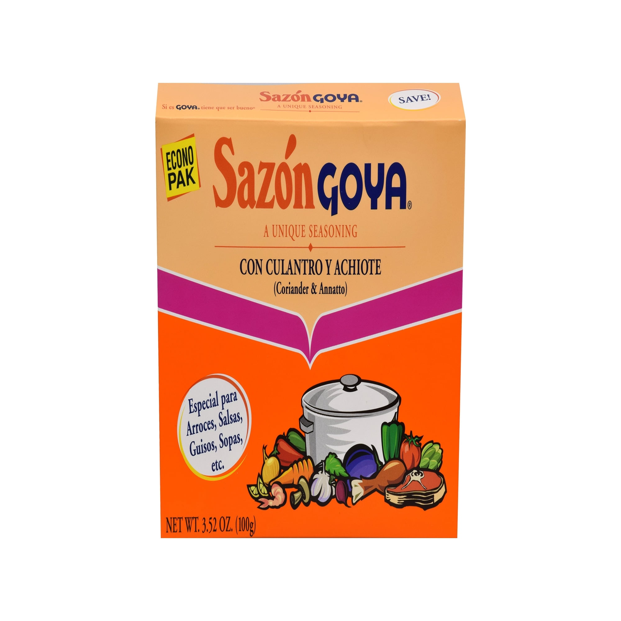 Goya Sazón Seasoning with Coriander & Annatto, 3.52 oz (Pack of 2 ...