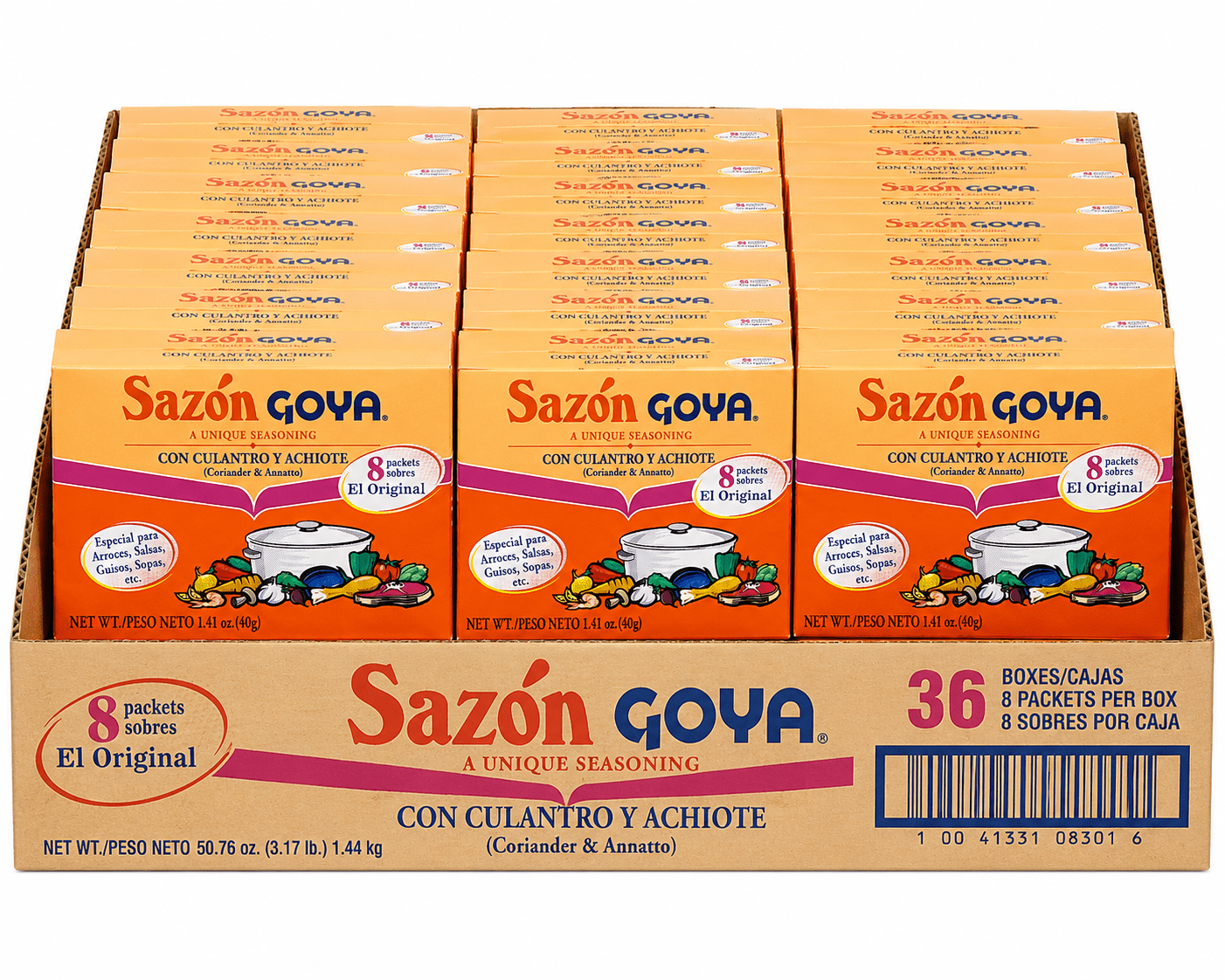 Goya Sazon Con Culantro Y Achiote Seasoning Packets, 36 Boxes x 8 ...