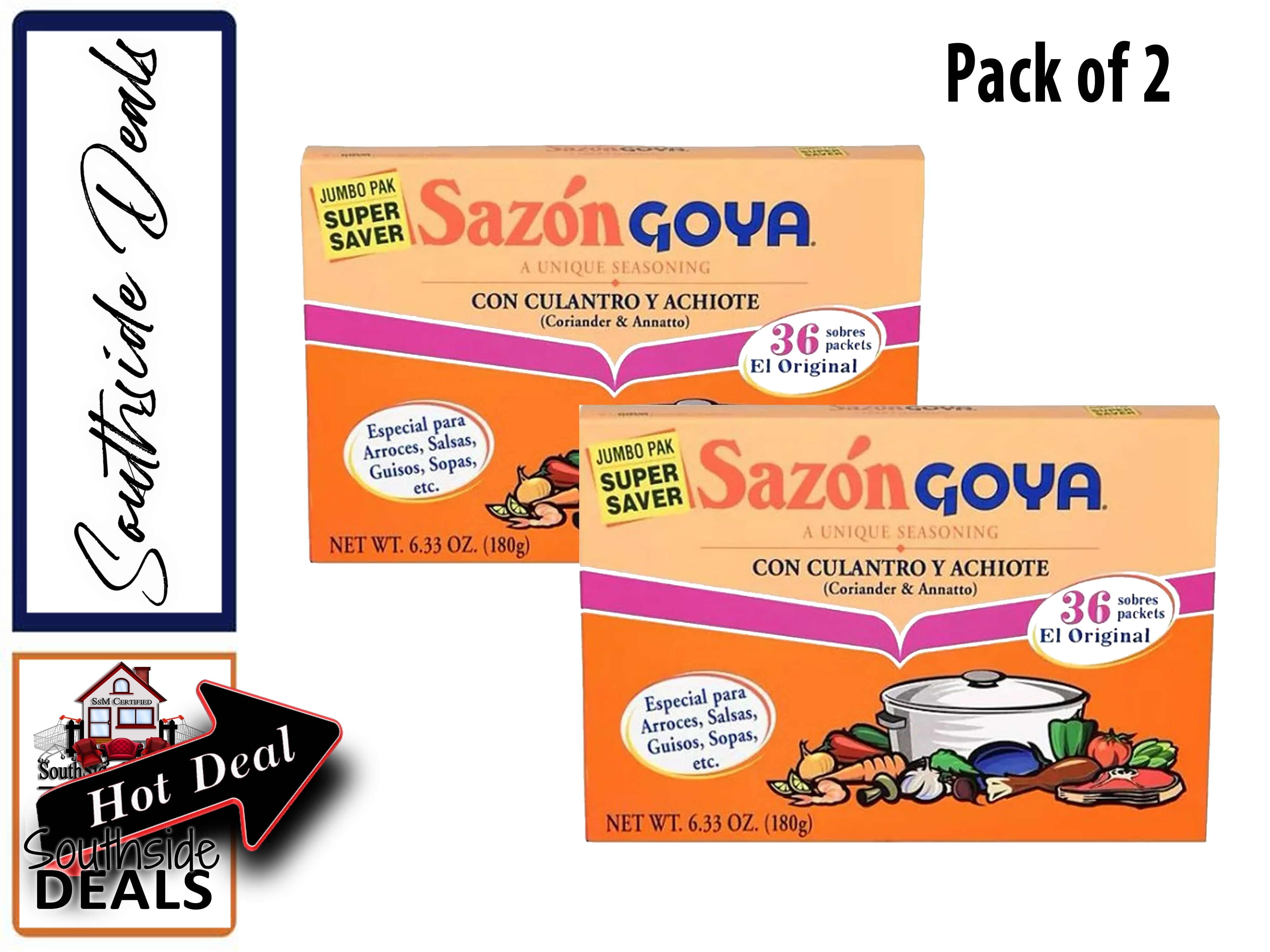Goya Sazon Seasoning with Coriander & Annatto - 6.33 oz, 36 Packets ...
