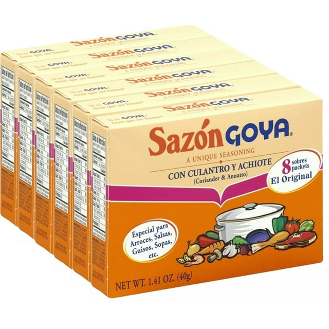 Goya Sazon Seasoning Coriander & Annatto, 8 Packets (Pack of 6 ...
