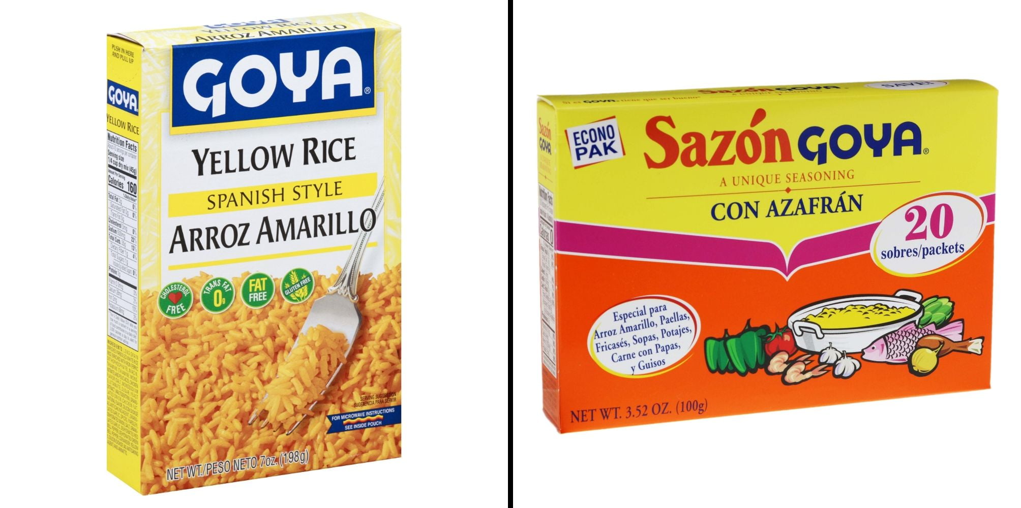 Goya Spanish Style Yellow Rice 7 oz & Goya Sazon Azafran Seasoning 3.5 ...