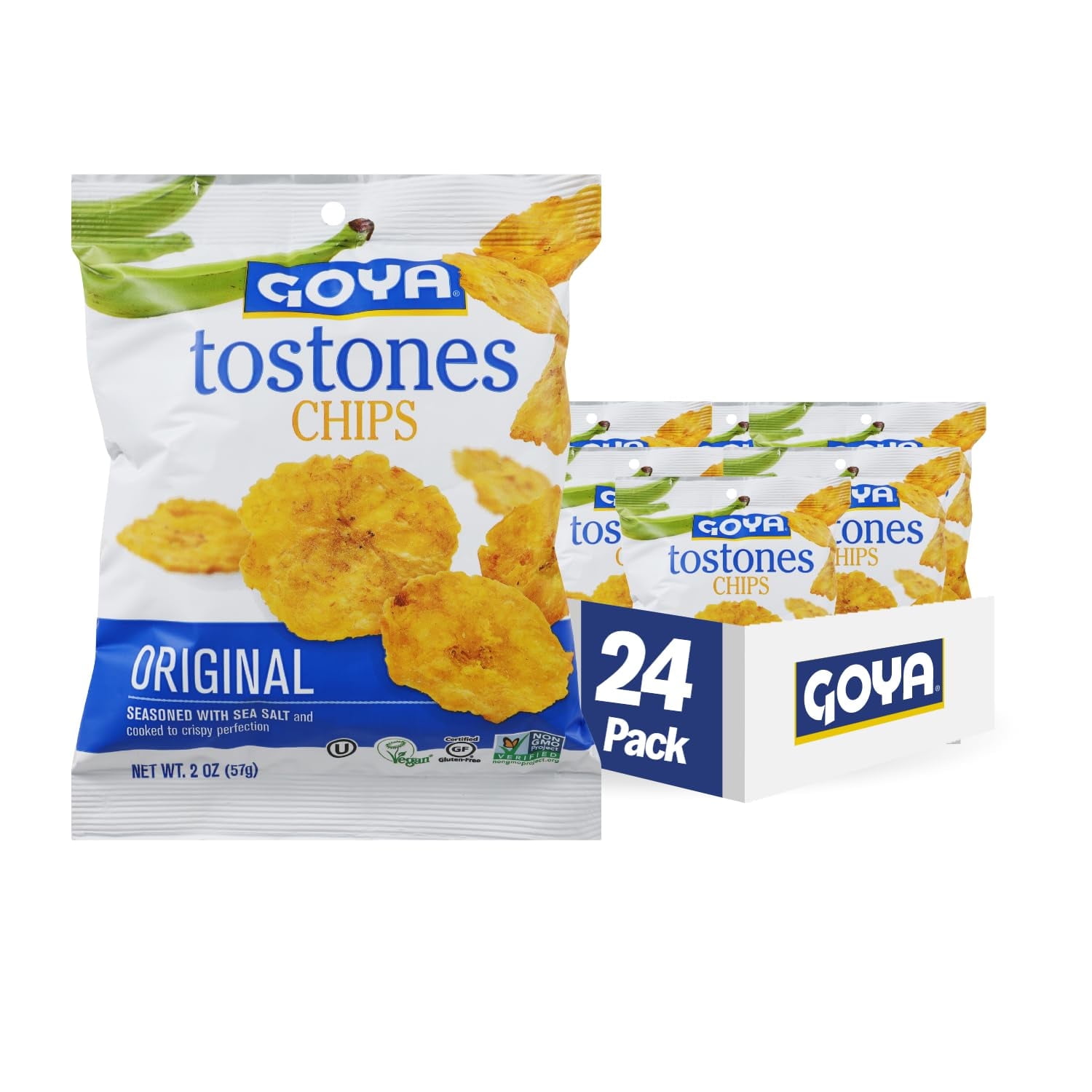 Goya Tostones Original Plantain Chips 24 Pack, Lightly Salted Crispy ...