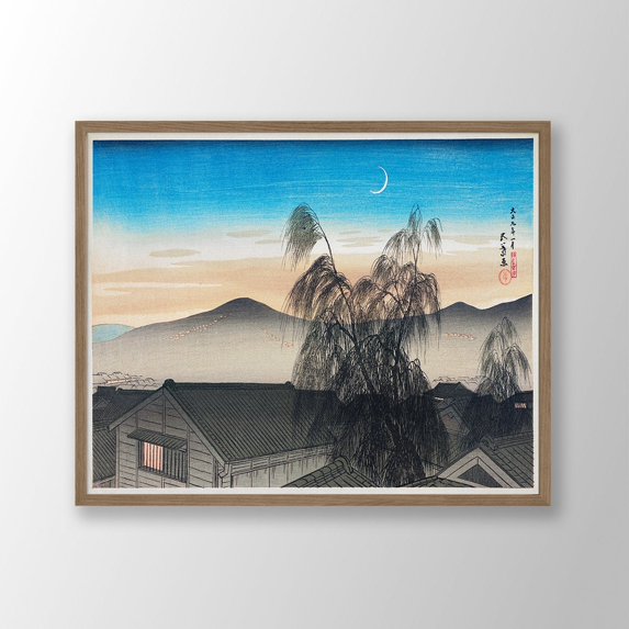 Goyo Hashiguchi Japanese Art Print: Evening Moon Over Kobe #1606 ...