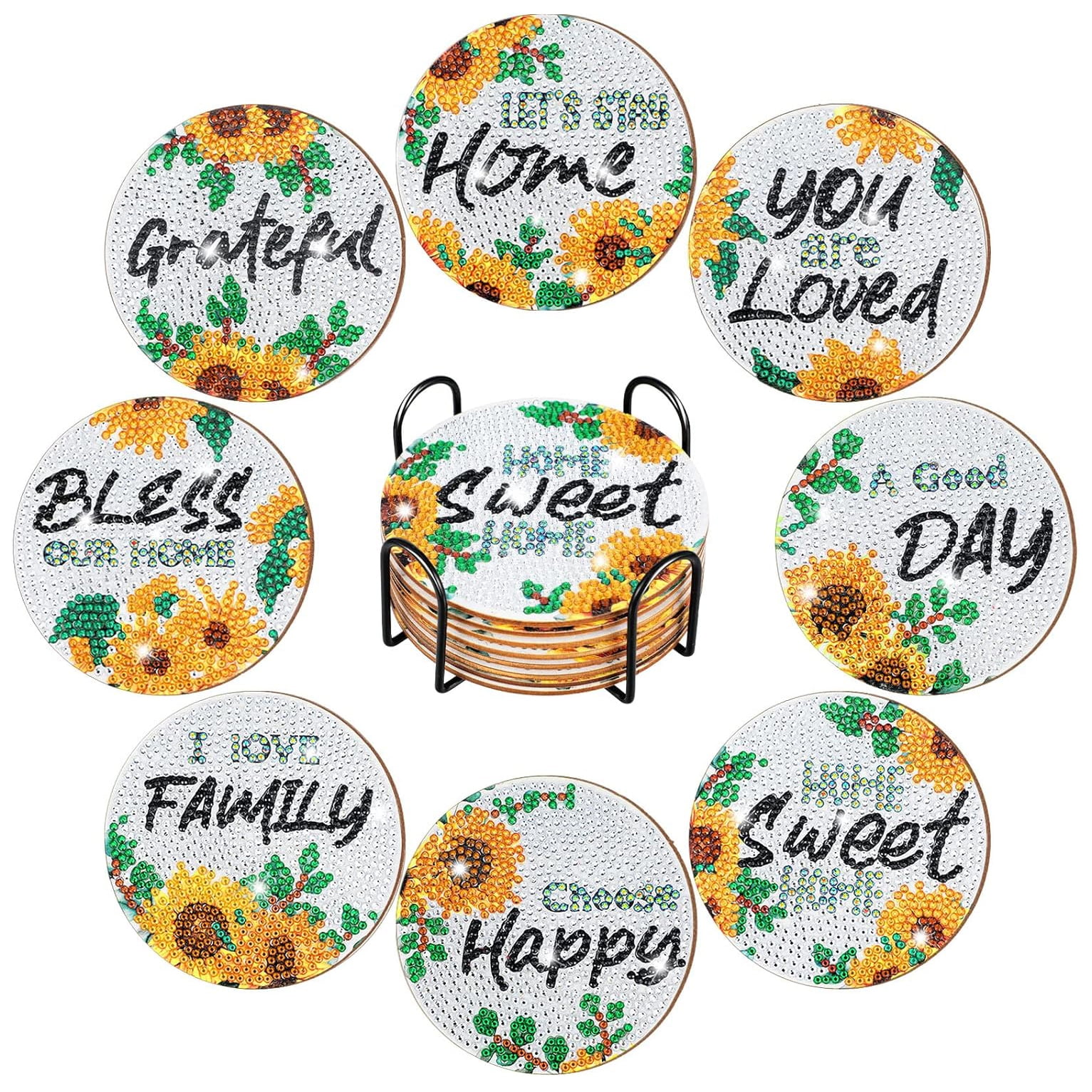 Goyunwell 8Pcs Sunflowers Diamond Art Painting Coasters Kits with ...