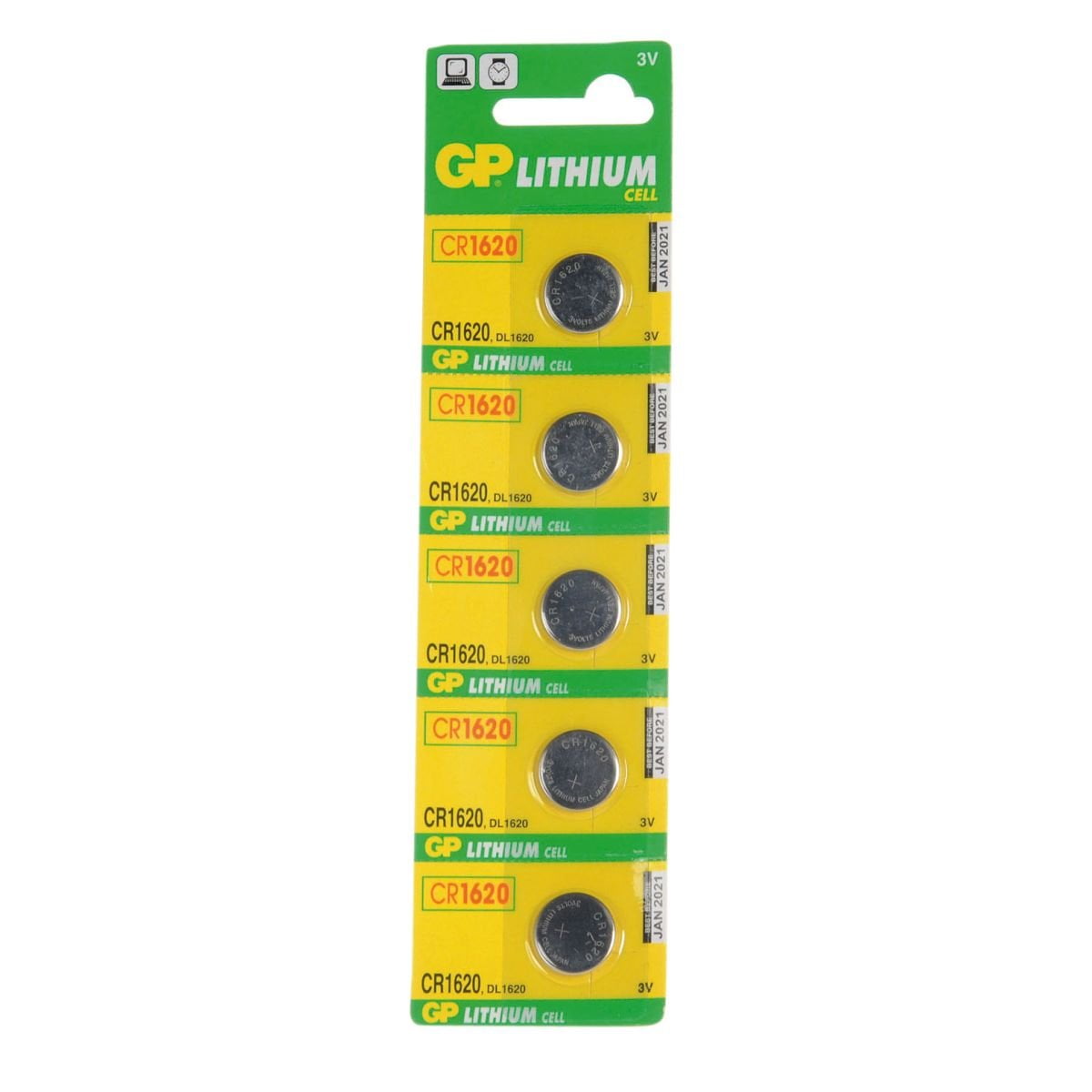 Gp Batteries Cr1620-c5 Lithium Coin Cell (pack 5) - Walmart.com