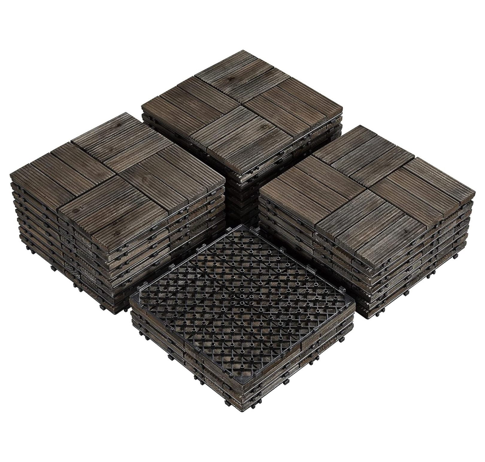 GpLuMy 27PCS 12 x 12in Patio Tiles Solid Wood Deck Interlocking Deck ...