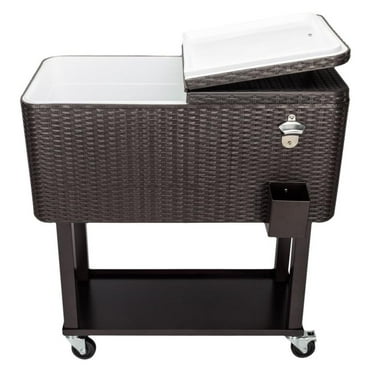 Suncast 77 qt. Resin Wicker Outdoor Cooler Station® Patio Cooler, Java ...