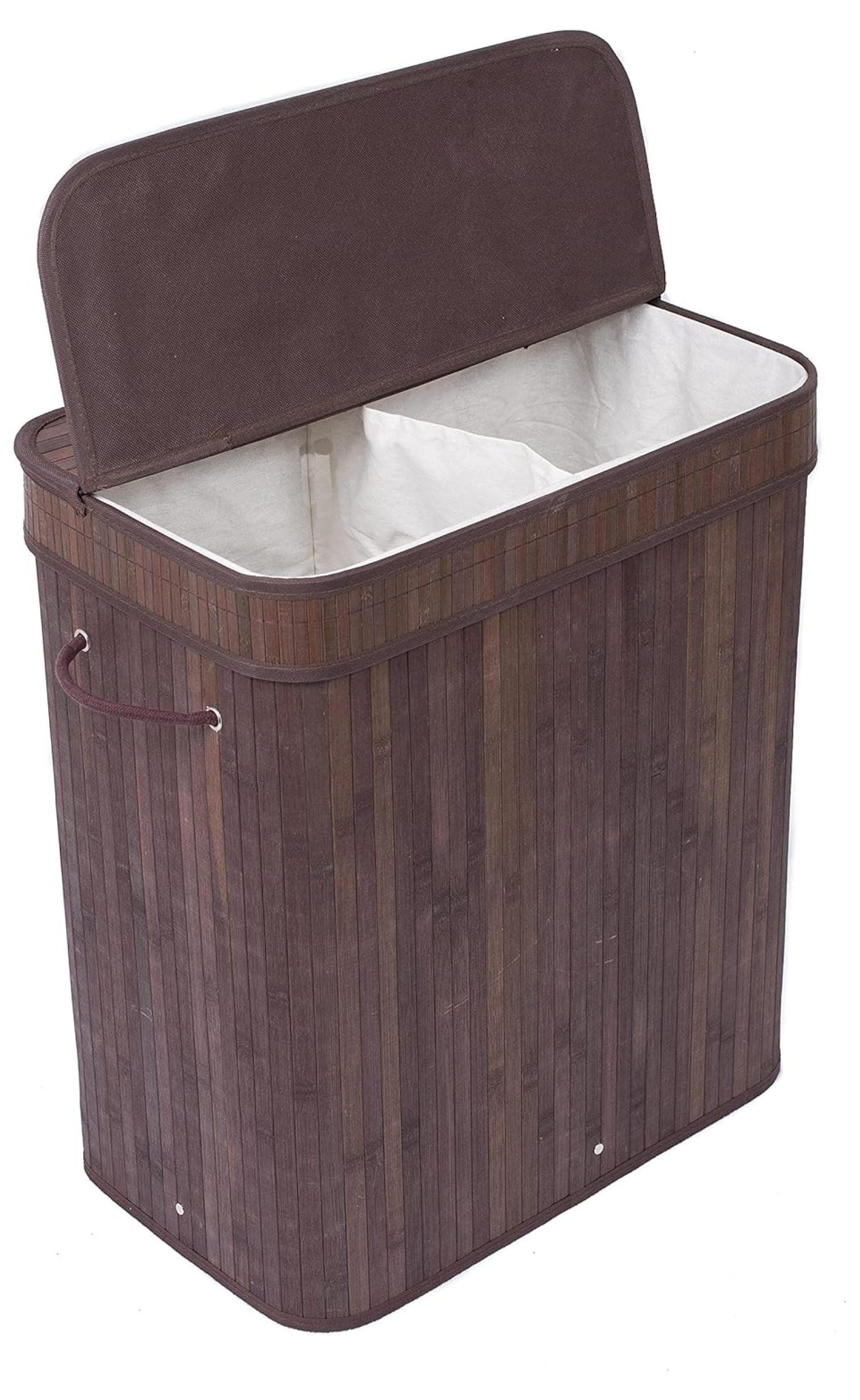 GpLuMy Double Laundry Hamper with Lid and Cloth Liner - Bamboo ...