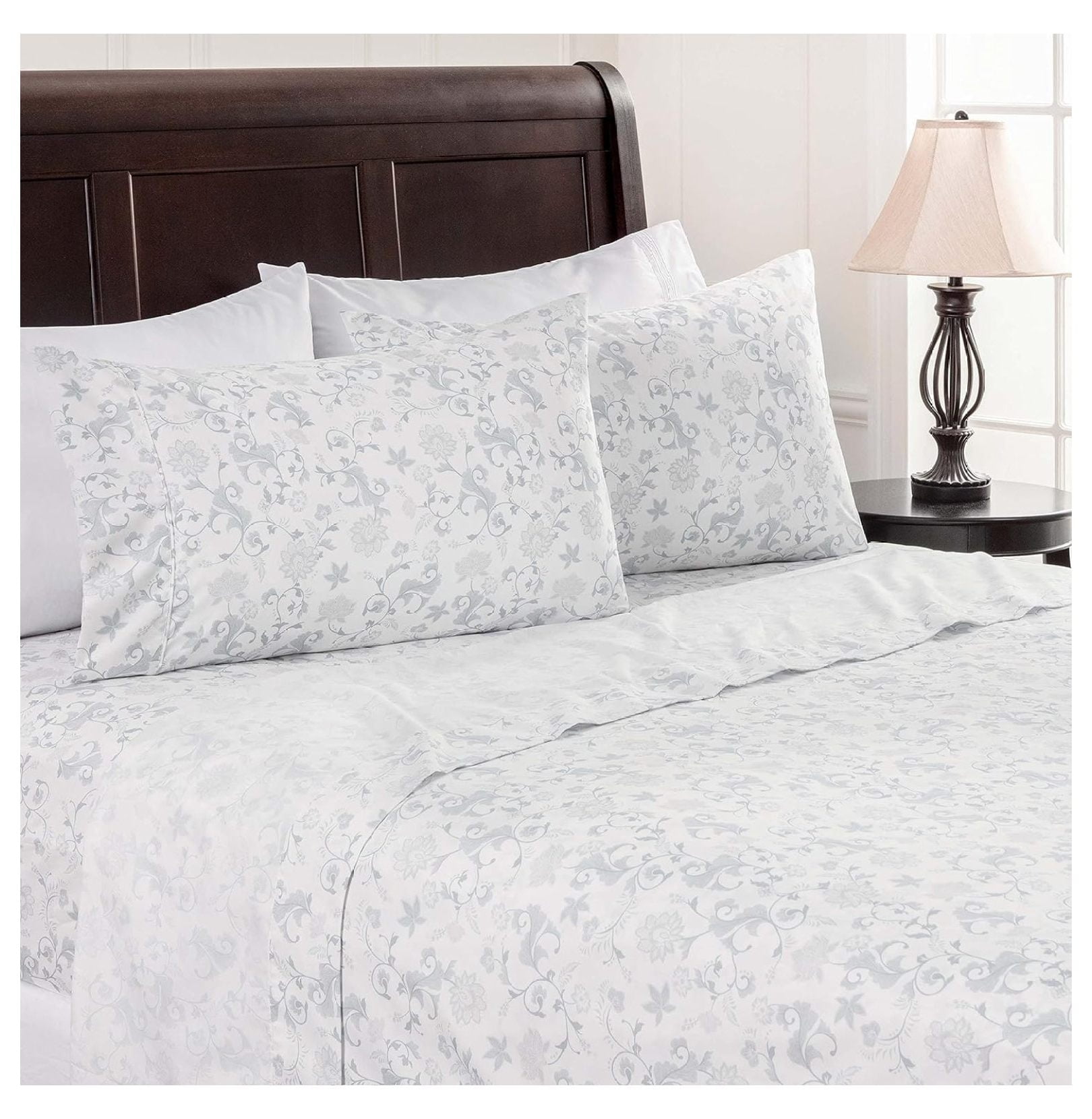 GpLuMy Premium Floral Printed Patterned Bed Sheet Set 4-Piece - 1 Flat ...