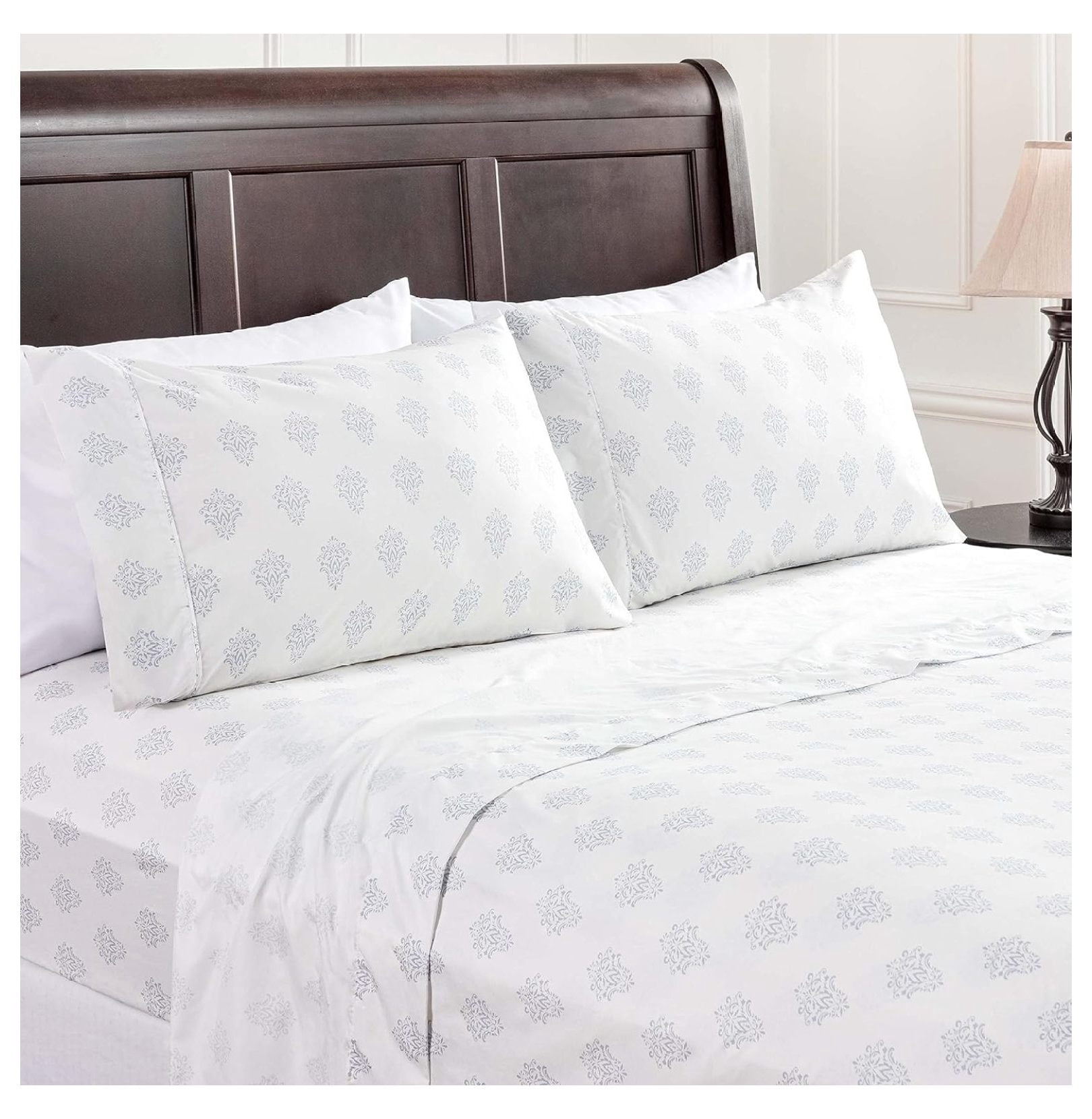 GpLuMy Premium Small Damask Printed Victorian Patterned Queen Bed Sheet ...
