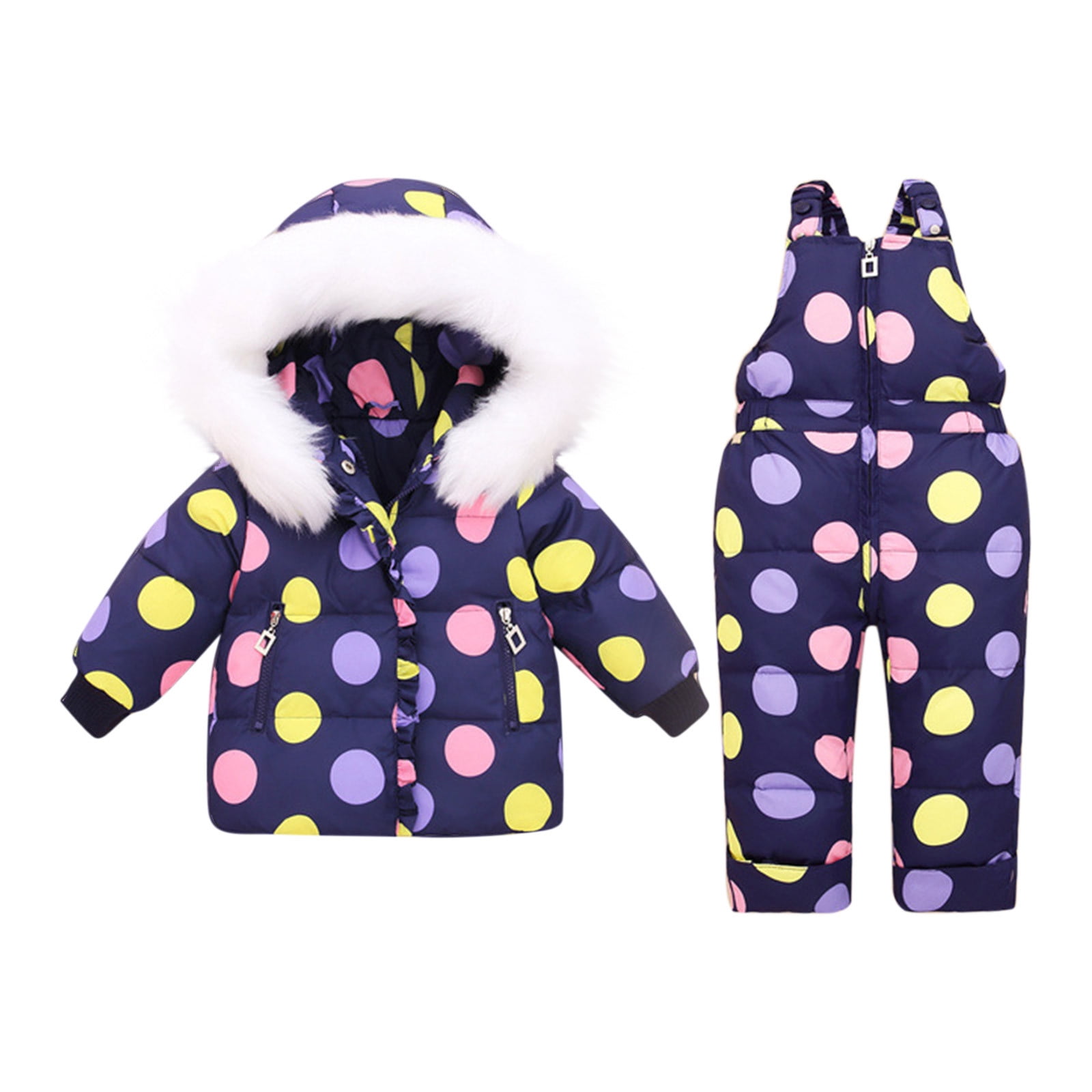 Gpaecead 1-3T Boys And Girls Baby Winter Snowsuit Coat Cute Thick Detachable Overalls Two-Piece ...