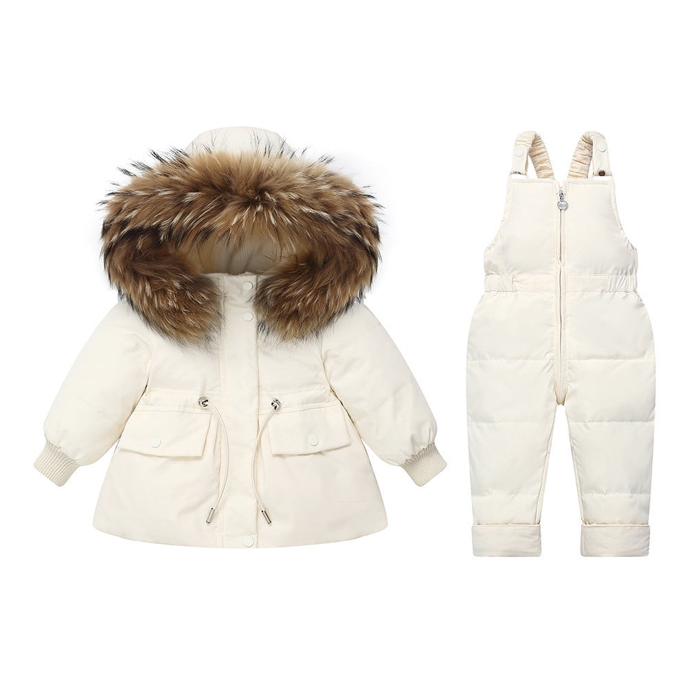 Gpaecead 1-3T Boys And Girls Baby Winter Snowsuit Coat Thick Detachable Overalls Two-Piece Down ...