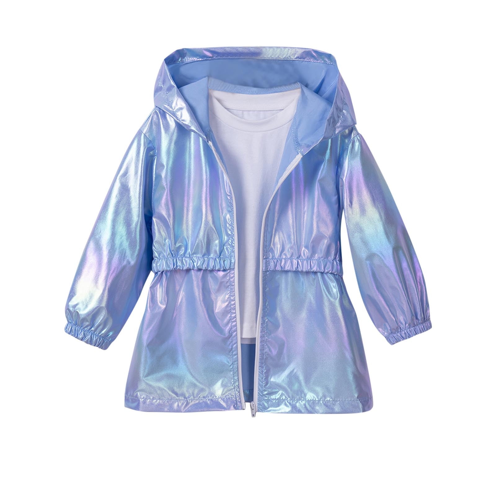 Gpaecead 1-8Y Girls Metallic Jacket Lightweight Zip Up Holographic ...