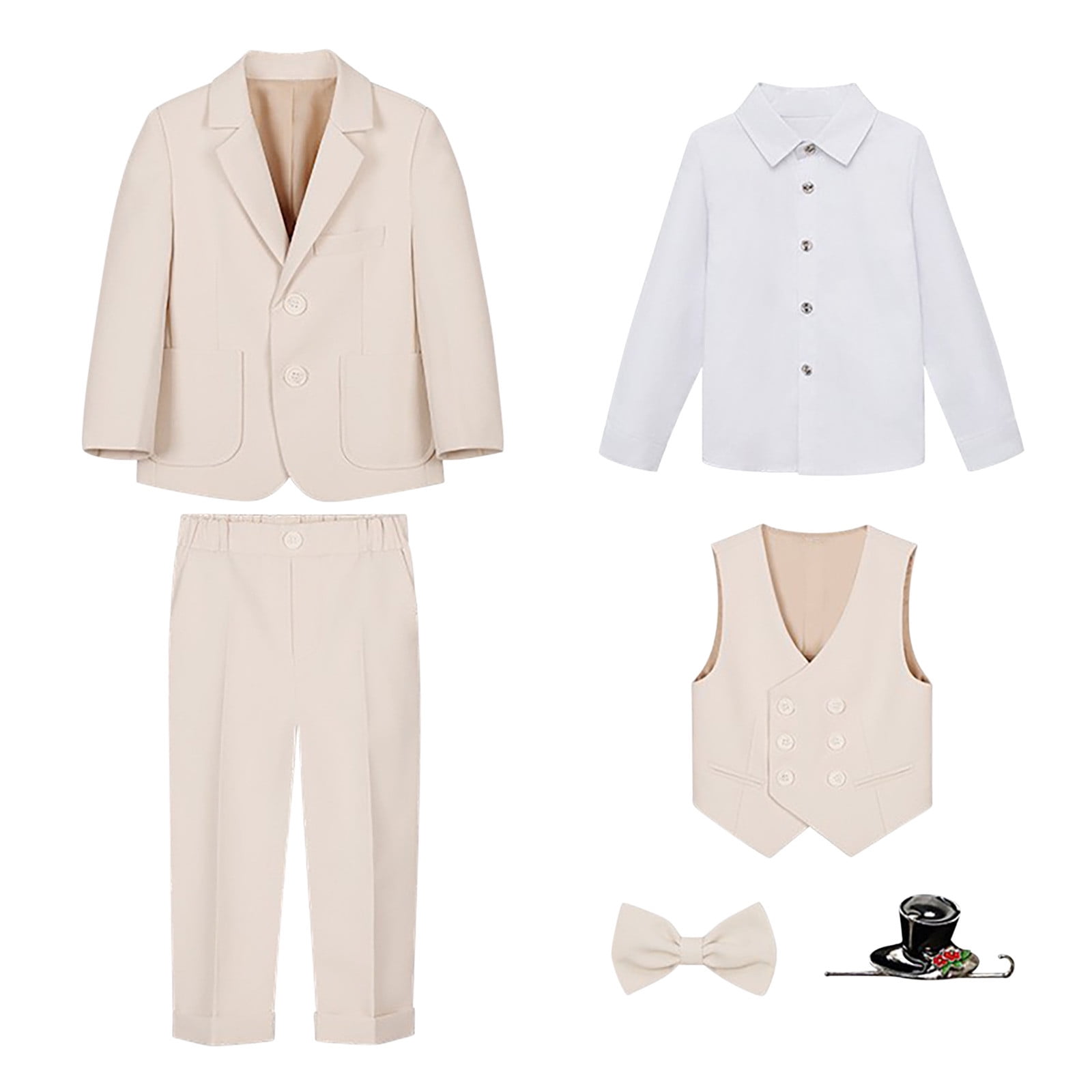 Gpaecead Boys Suit Wedding 6-Piece Outfit Kids Suit Set with Dress ...