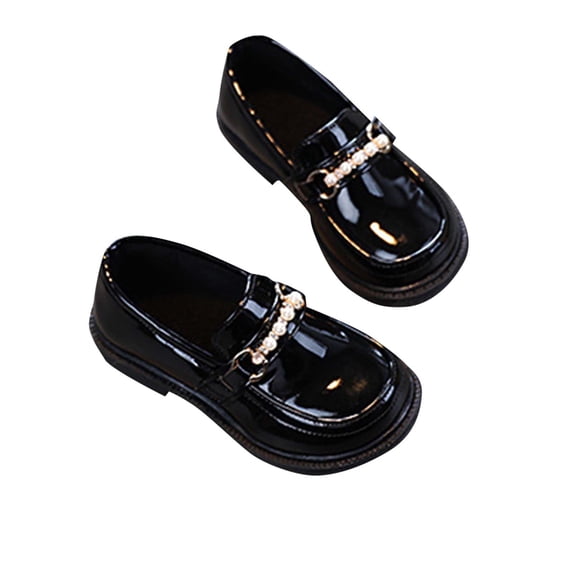 Gpaecead Girls British Style Pearl Princess Loafers Faux Leather Soft ...