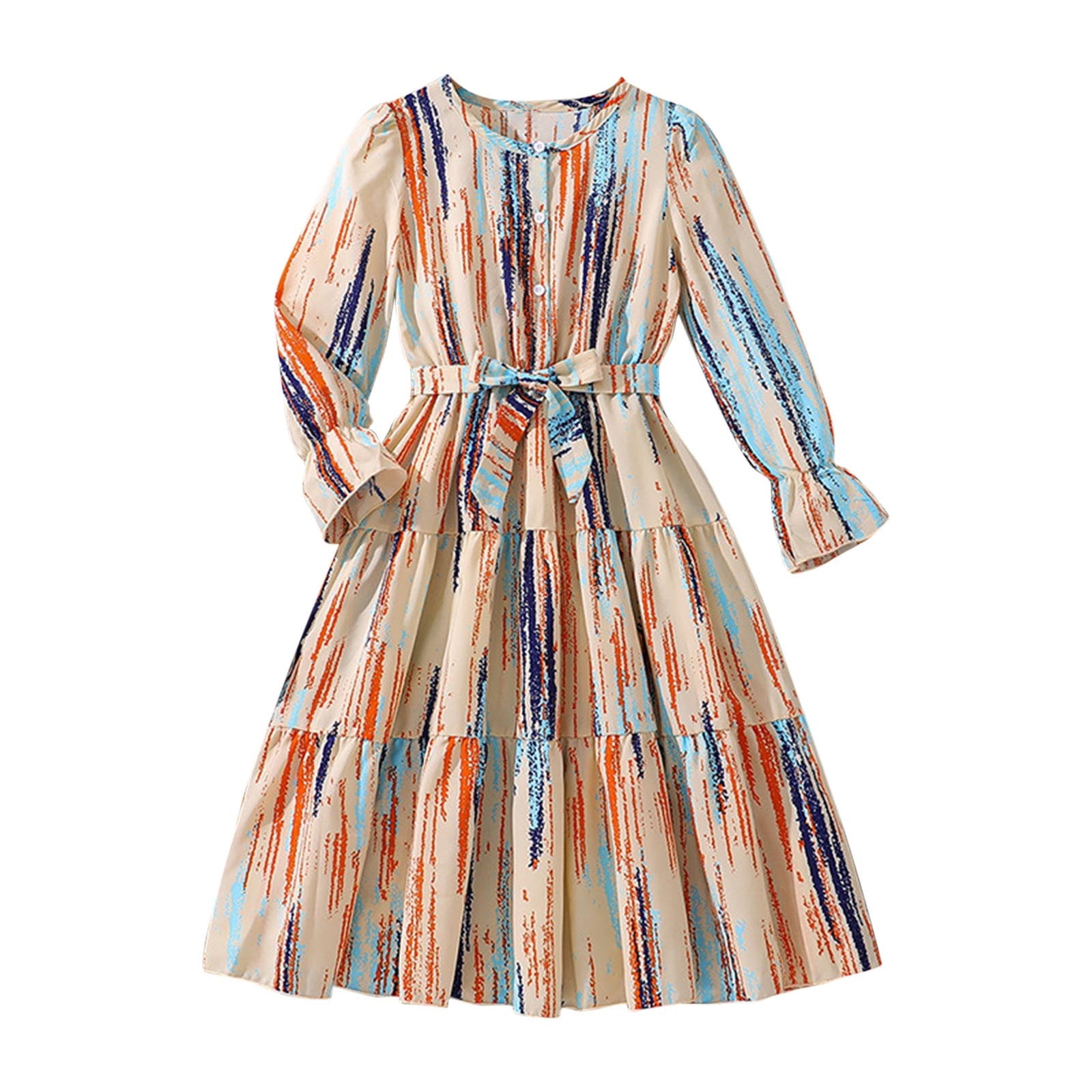 Gpaecead Girls Dress Spring Fall Long Sleeve Tiered Flared Flowy Bphp ...