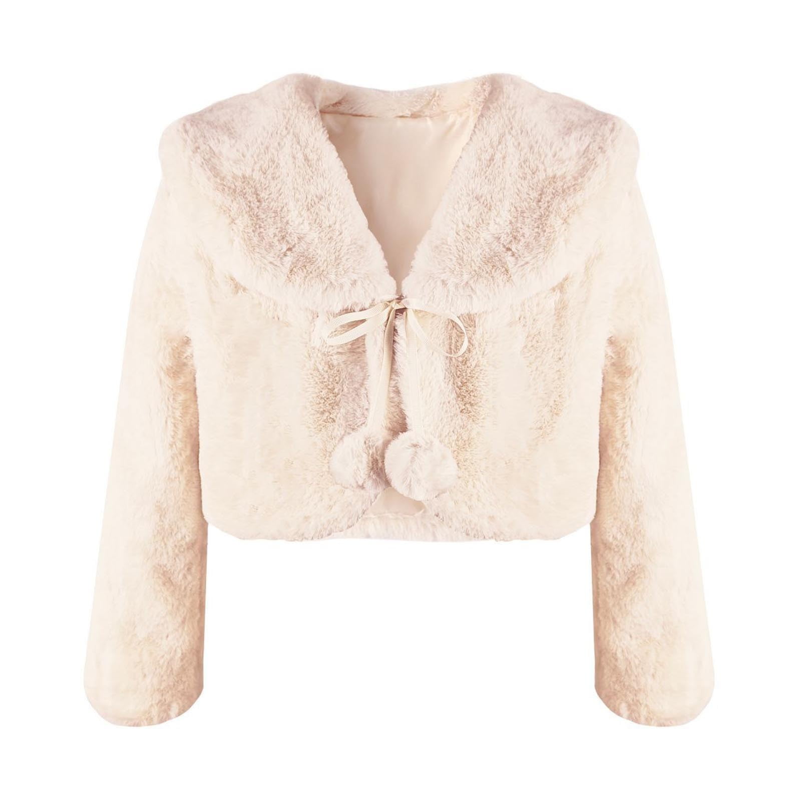 Gpaecead Girls Faux Fur Princess Shawl Wraps Girls Coat Jacket Flower ...