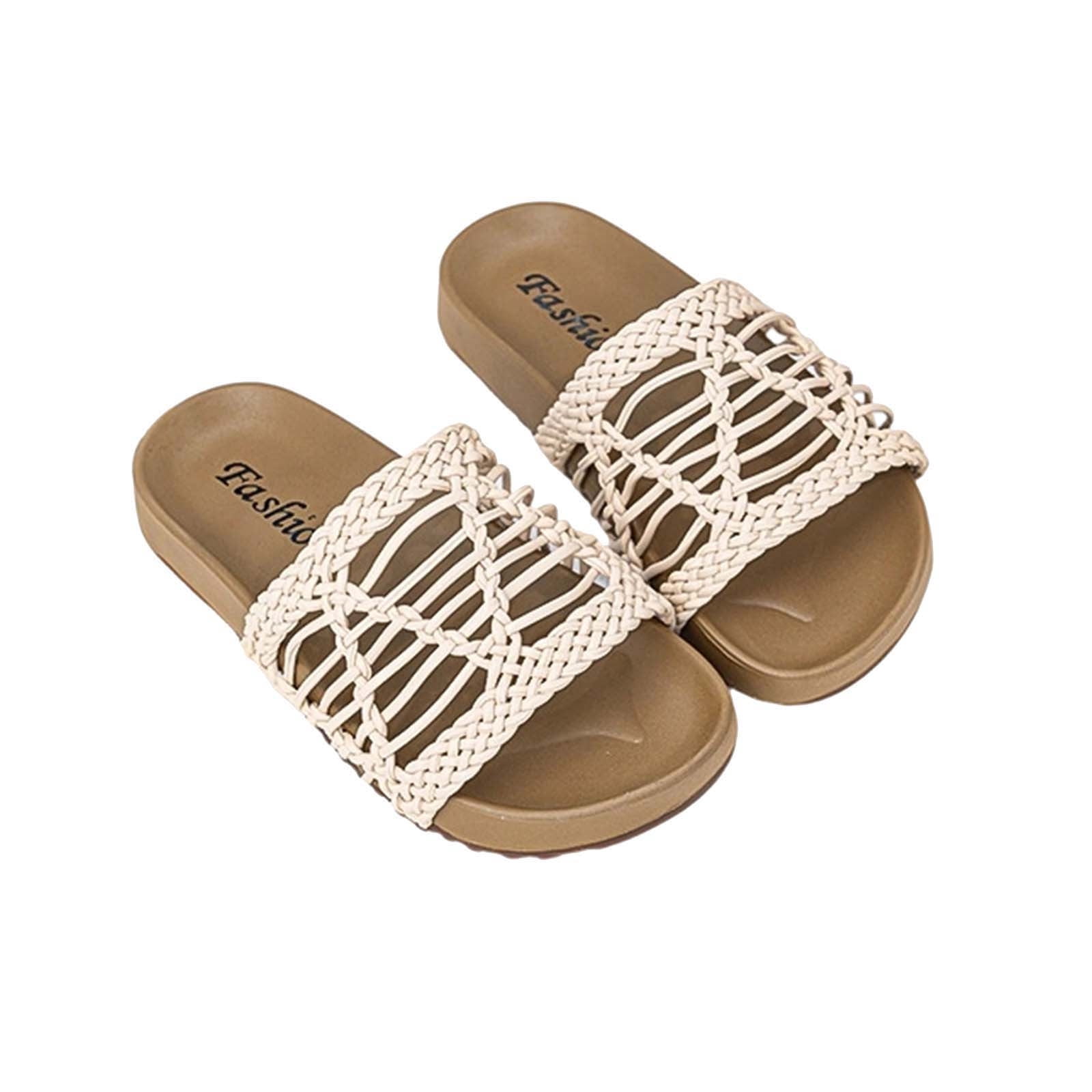 Gpaecead Girls Woven Hollow Beach Slide Sandals Braided Pattern Open ...