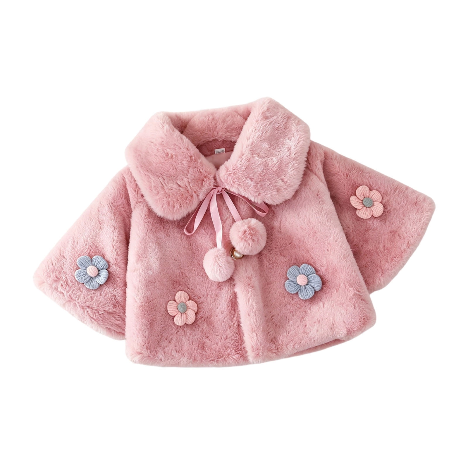 Gpaecead Kids 3D Flowers Faux Fur Cape Soft Comfort Princess Poncho ...