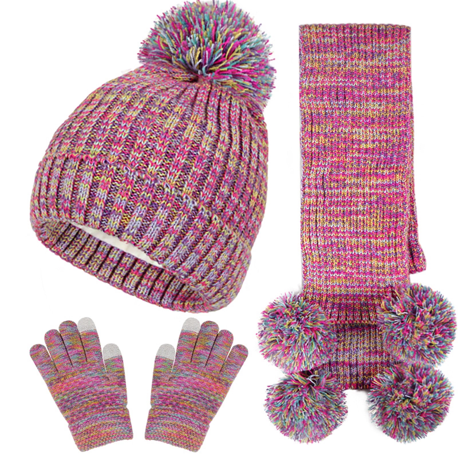 Gpaecead Toddler Baby Hat Scarf Gloves Set Boy Girl Knitted Cap Winter ...