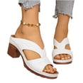 Gpaecead Women Chunky Heel Beach Slides One Strap High Heel Non Slip ...