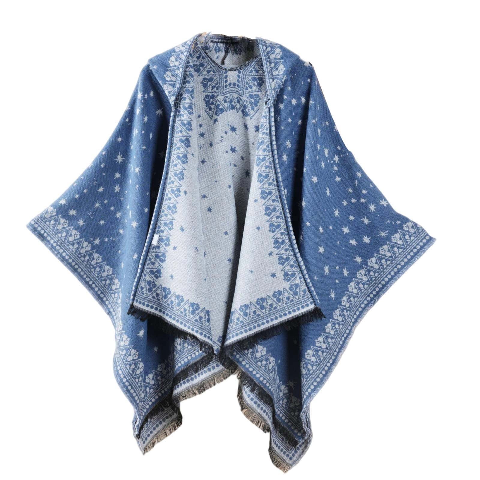 Gpaecead Women's Hooded Cape Coat - Ethnic Style Travel Shawl With ...
