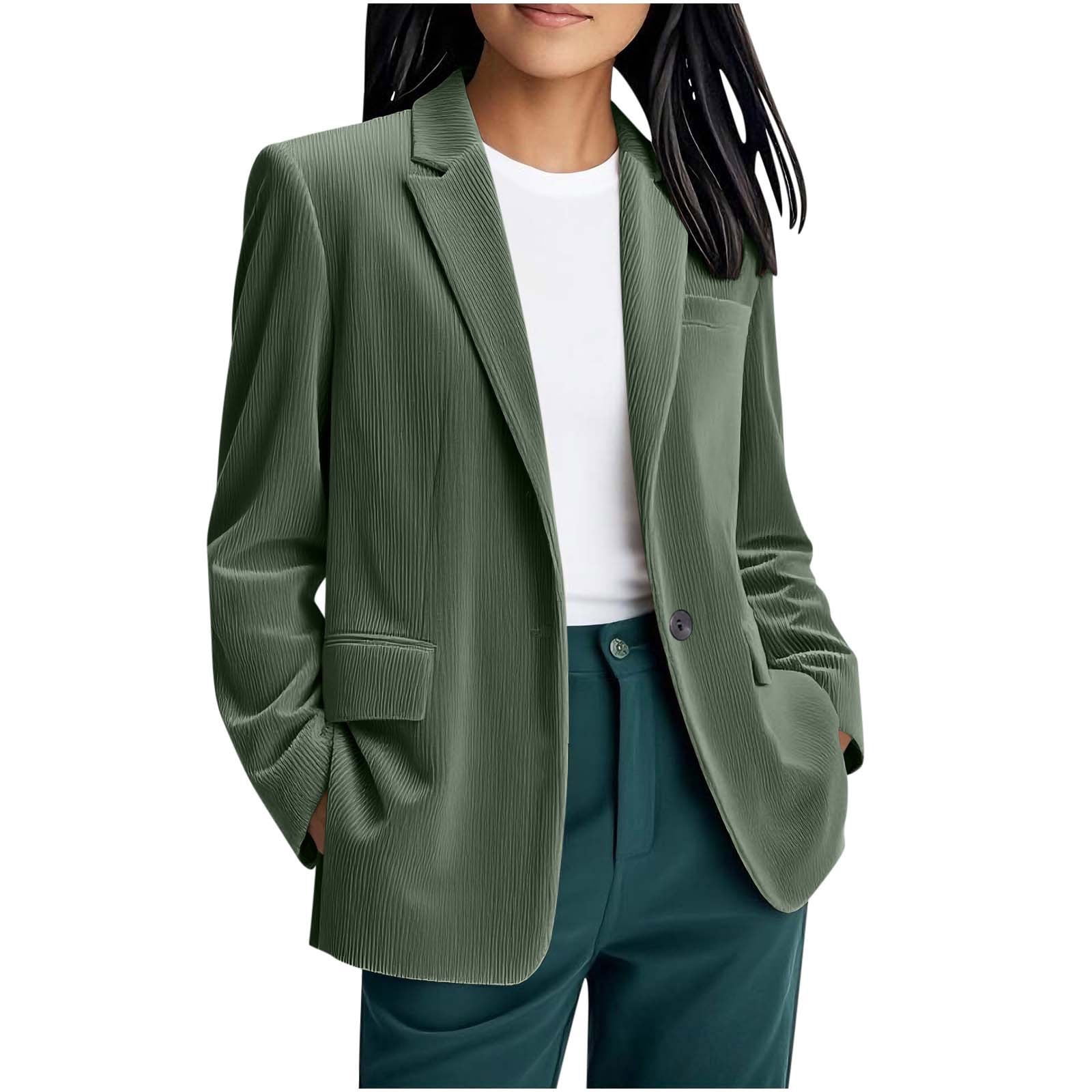 Gpaecead Women's Long Sleeve Corduroy Blazer, Solid Color Button-Down ...