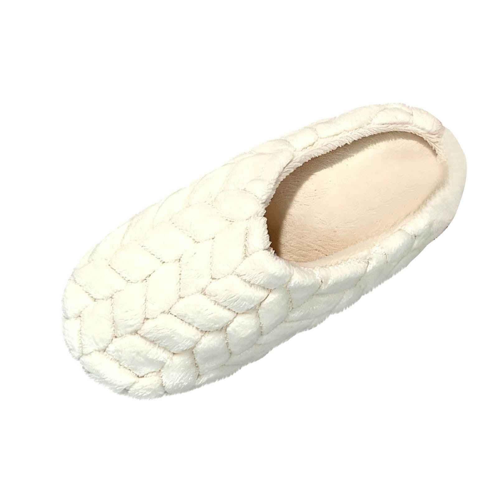 Gpaecead Women's Textured Plush Slippers Closed Toe Faux Fur Lined ...