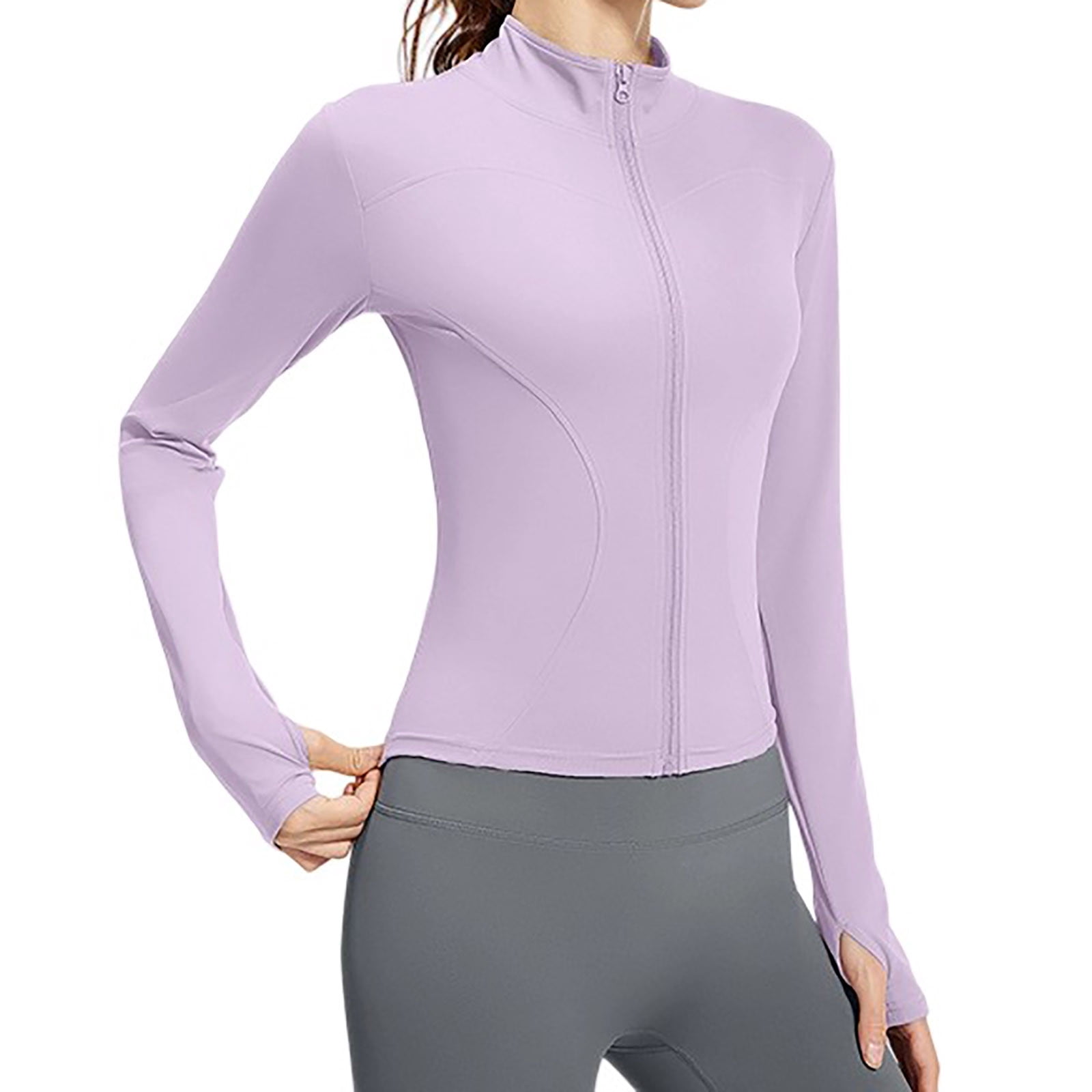 Gpaecead Womens Cropped Full Zip Up Workout Jacket Running Track Jacket ...