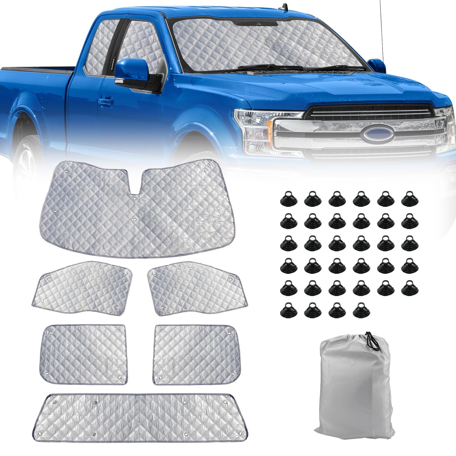 Gpaentsn 6 Pieces Truck Windshield and Side Window Shades, Compatible ...