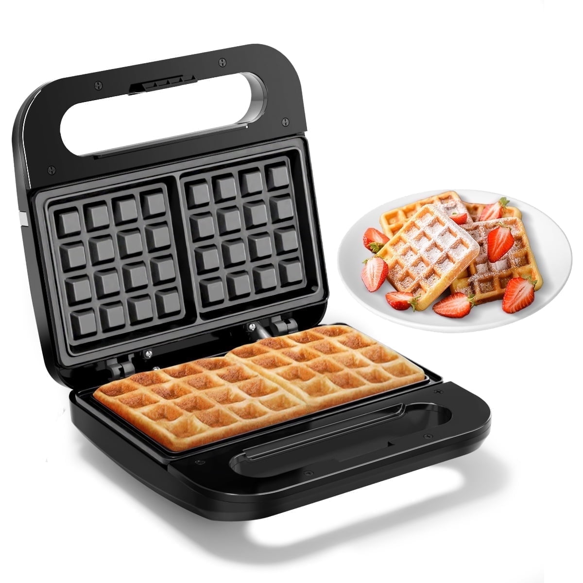 Compact 2-Slice Non-Stick Waffle Maker with Indicator Lights, Cool ...