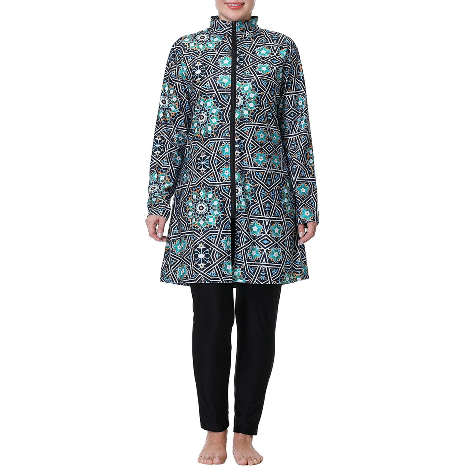 Gpoecd Plus Size Swimsuit for Women Full Coverage Loose Fit Long Sleeve ...