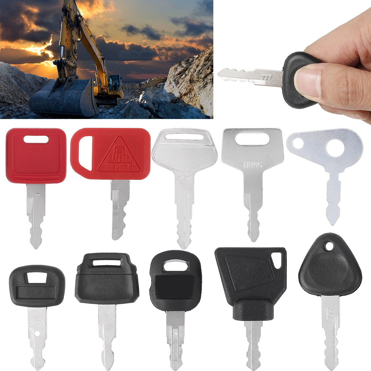 Gpoty 10 Keys Heavy Equipment Key Set Construction Ignition Key Set ...