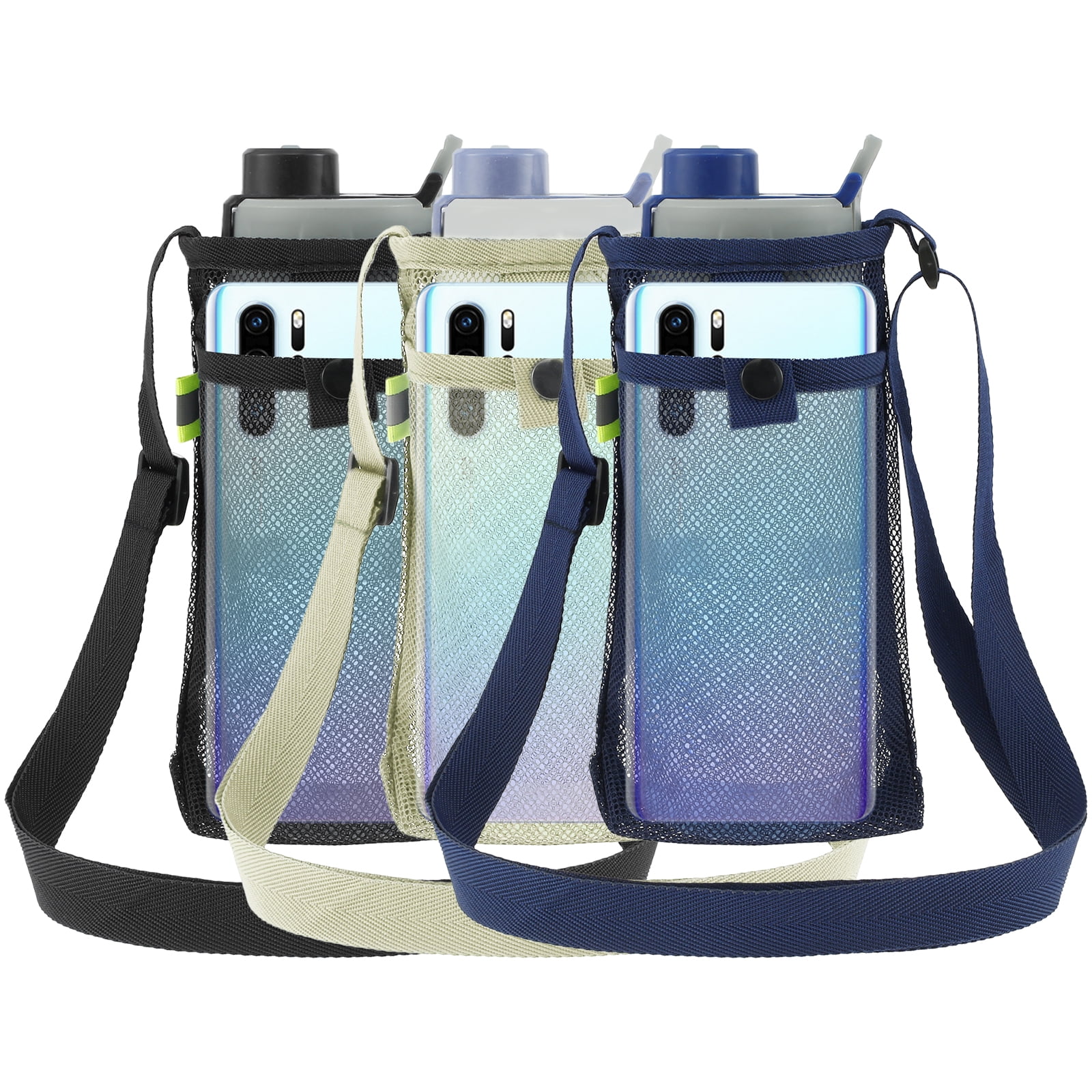 Gpoty 3Pcs Water Bottle Carrier Bag Mesh Water Bottle Pouch Water ...