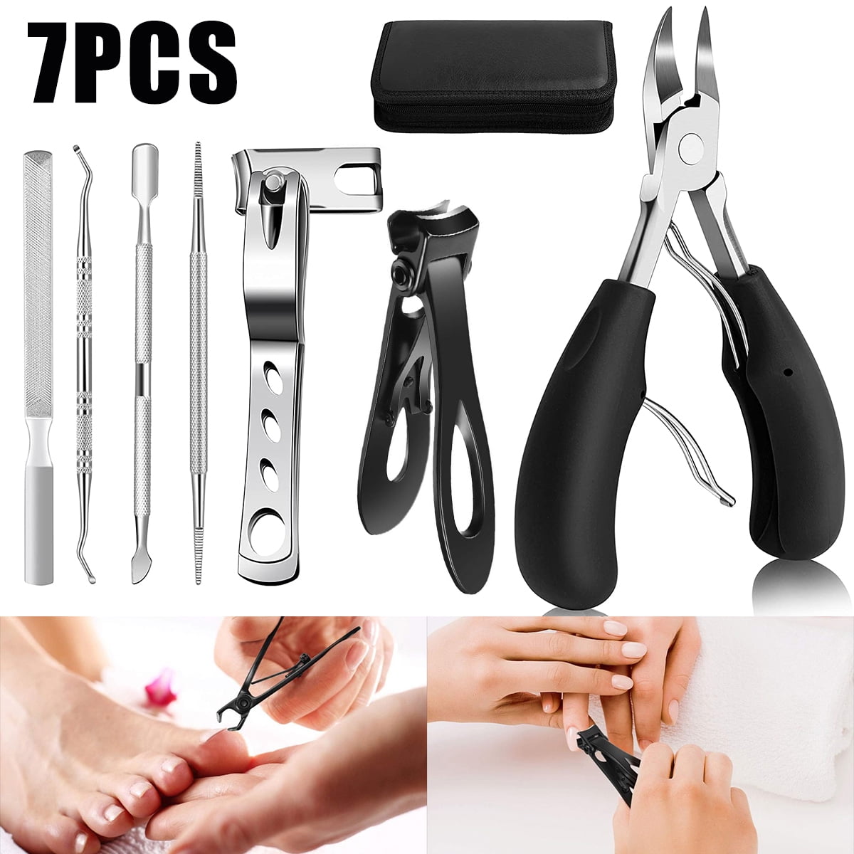 Tcwhniev 7 Pcs Toenail Clippers Set, Heavy Duty Clippers for Thick ...