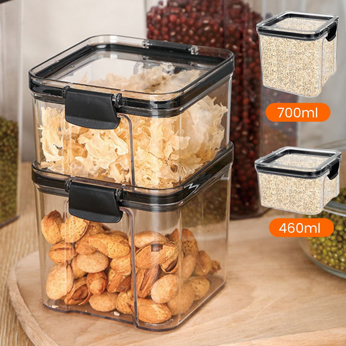 Gpoty Food Storage Container with Lids ，Clear Plastic Dry Food ...