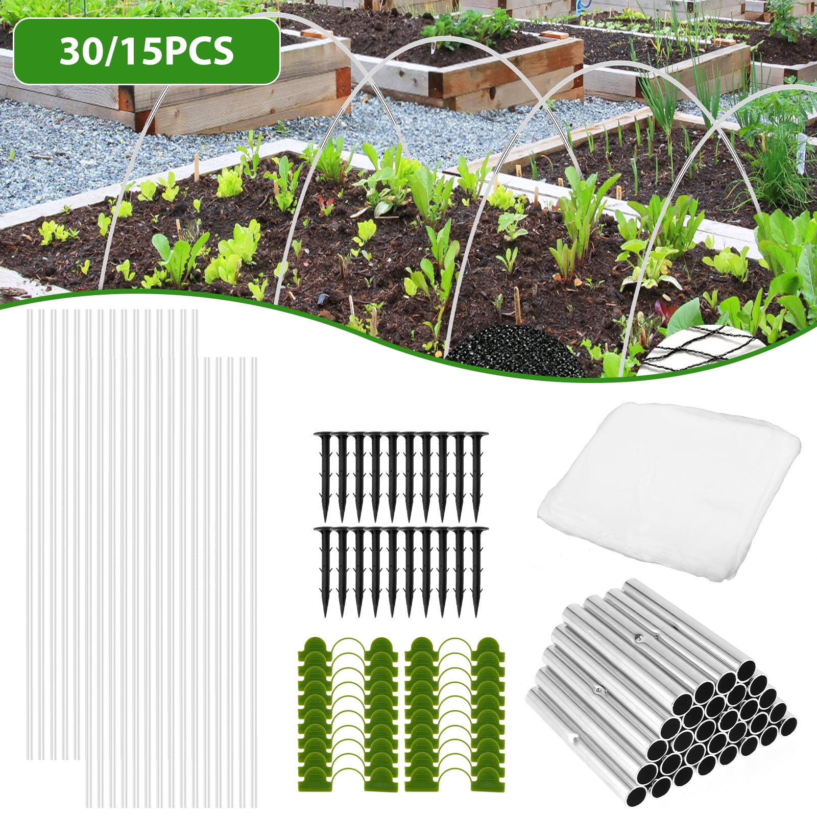Gpoty Garden Hoops Bracket Kit,30/15Pcs Greenhouse Hoop Garden Netting ...