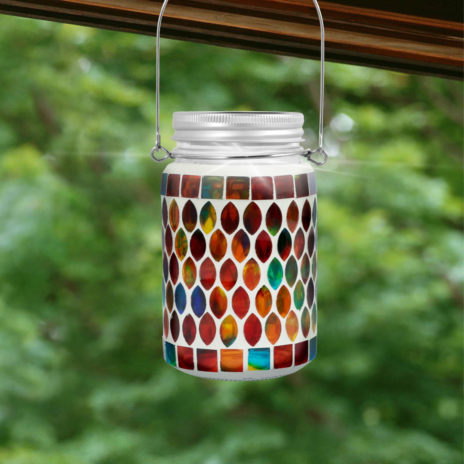 Gpoty Mosaic Solar Lanterns,Outdoor Hanging Solar Lights Mosaic Solar ...