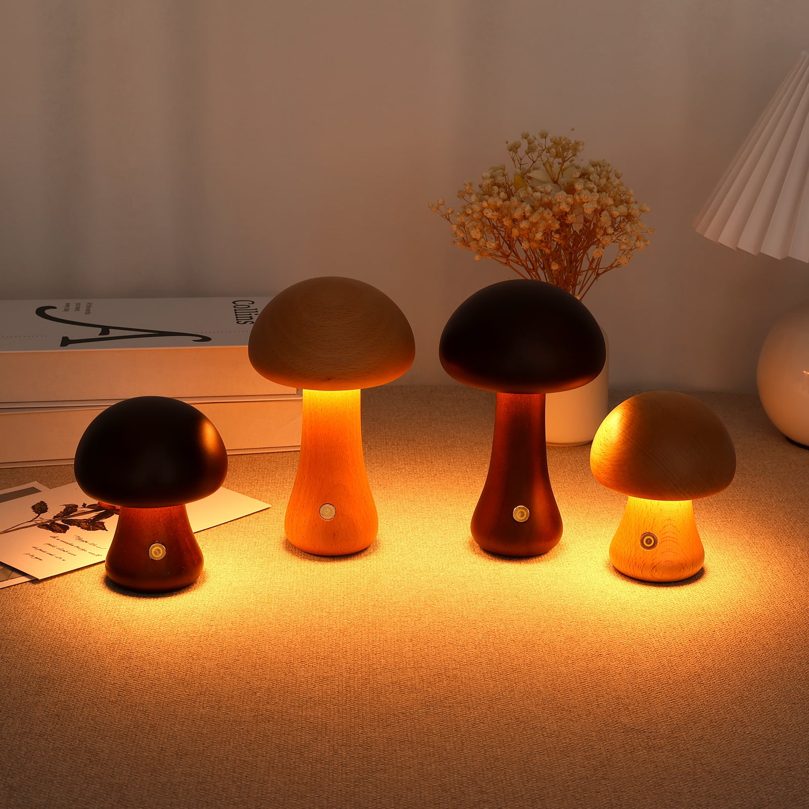Gpoty Mushroom Lamp LED Night Light,Mushroom Table Night Light 600mAh ...