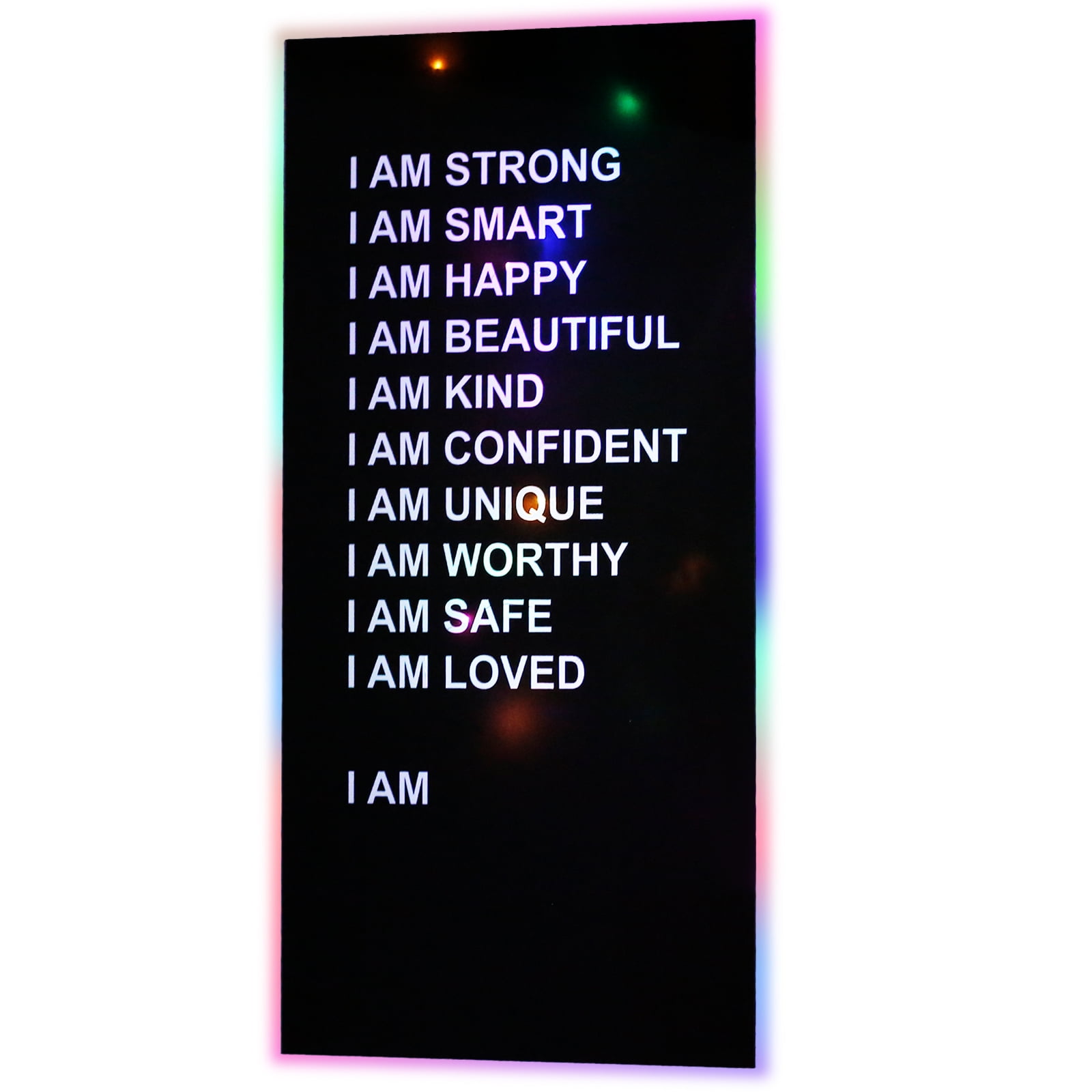 Gpoty Personalized Affirmations Mirror with Colorful LED String Light ...