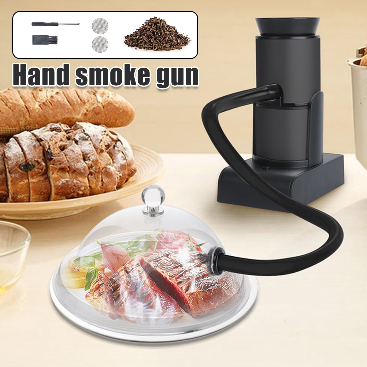 Gpoty Portable Food Smoker Kit with Wood Chips Battery Powered Cocktail ...