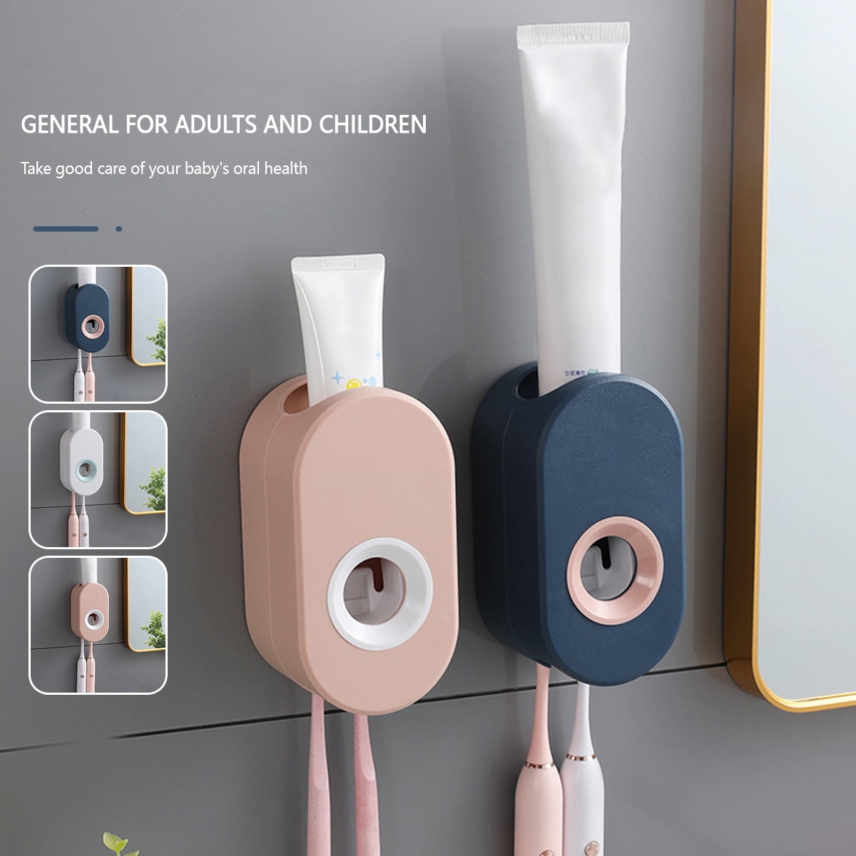 Gpoty Toothpaste Dispenser, Toothbrush Rack with Magnetic Cup Cosmetic ...