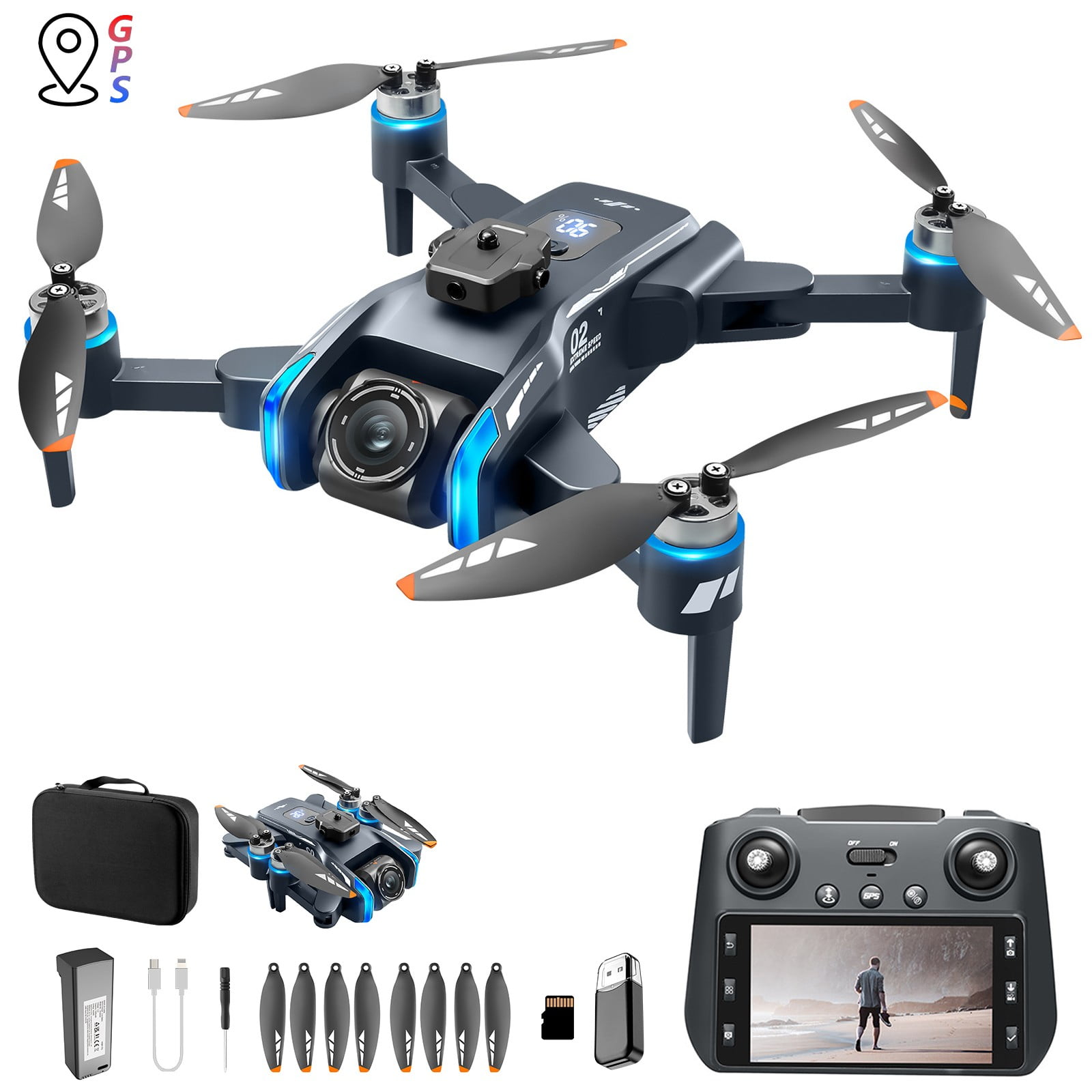 1080P Hd Gps Drone With 6 Inch Screen 5G Transmission 500M Range 25Min ...