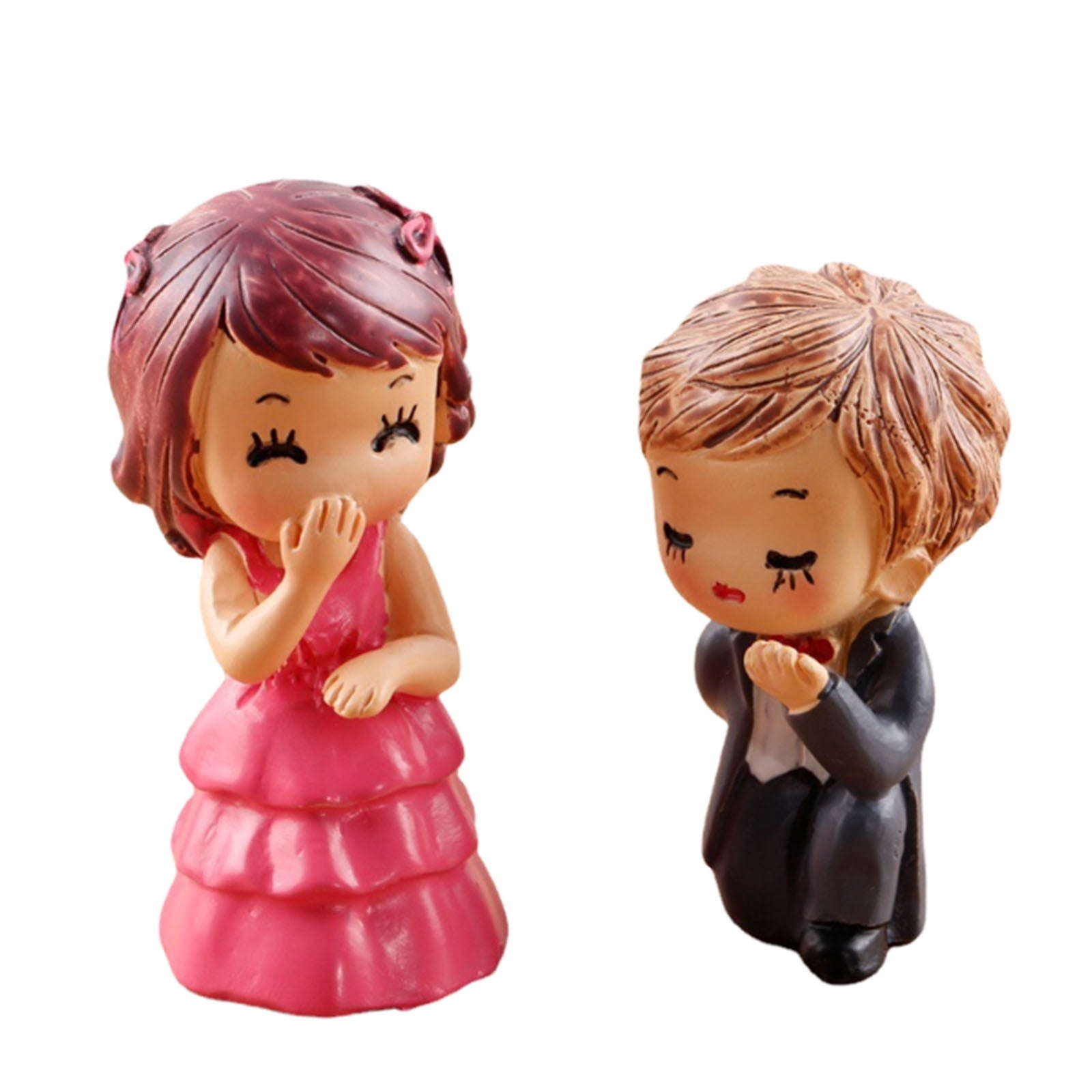 Gqtwoy 2pc Cute Proposal Couple Doll Set, Resin Couple Figurine ...