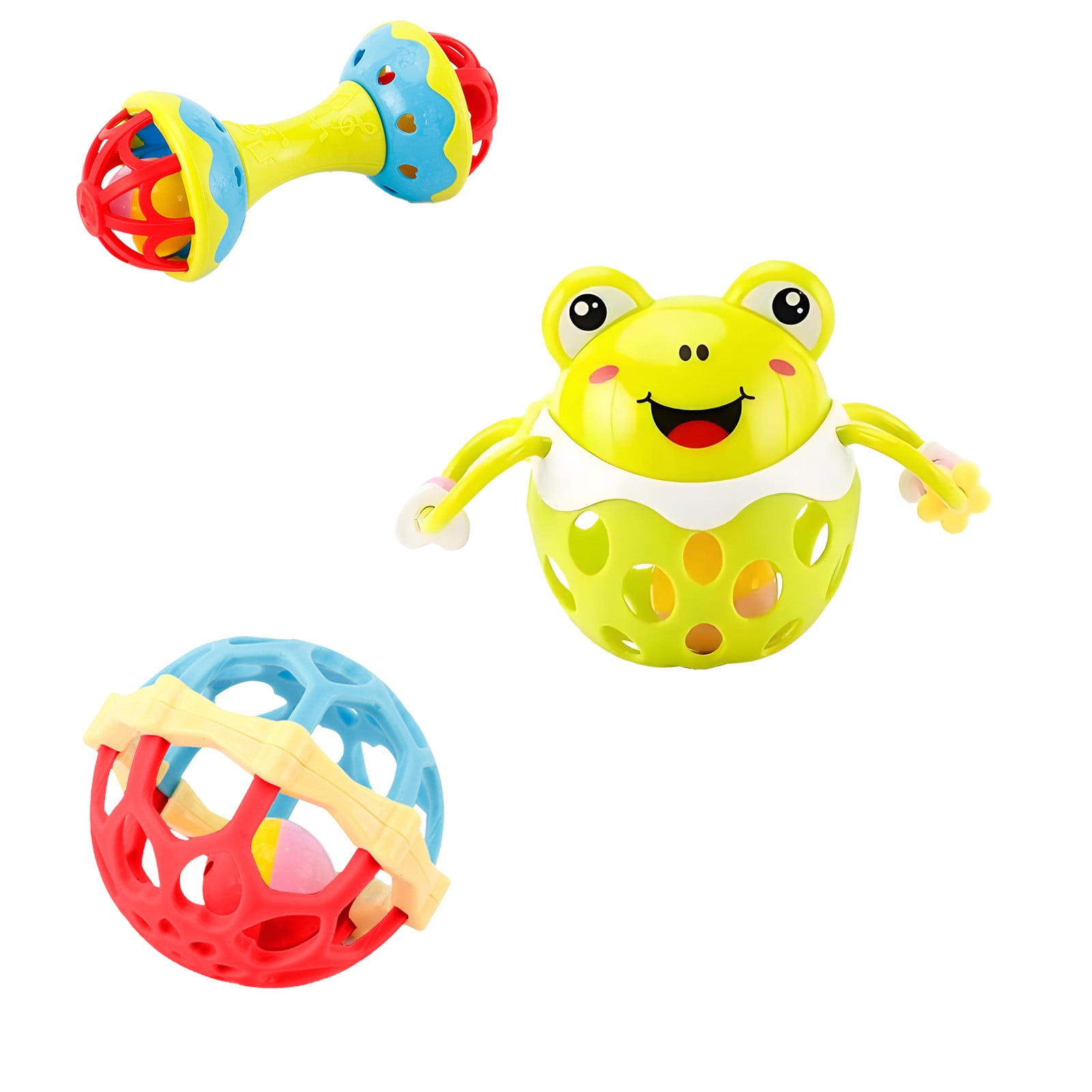 Gqtwoy 3Pcs Soft Rubber Animal Grip Balls with Shaking Bells, Early ...