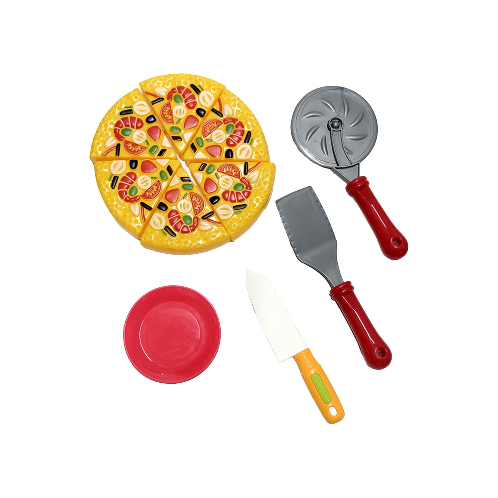 Gqtwoy 6 Parts Pizza Cutting Toy Set, Simulated Kitchen Play Food for ...