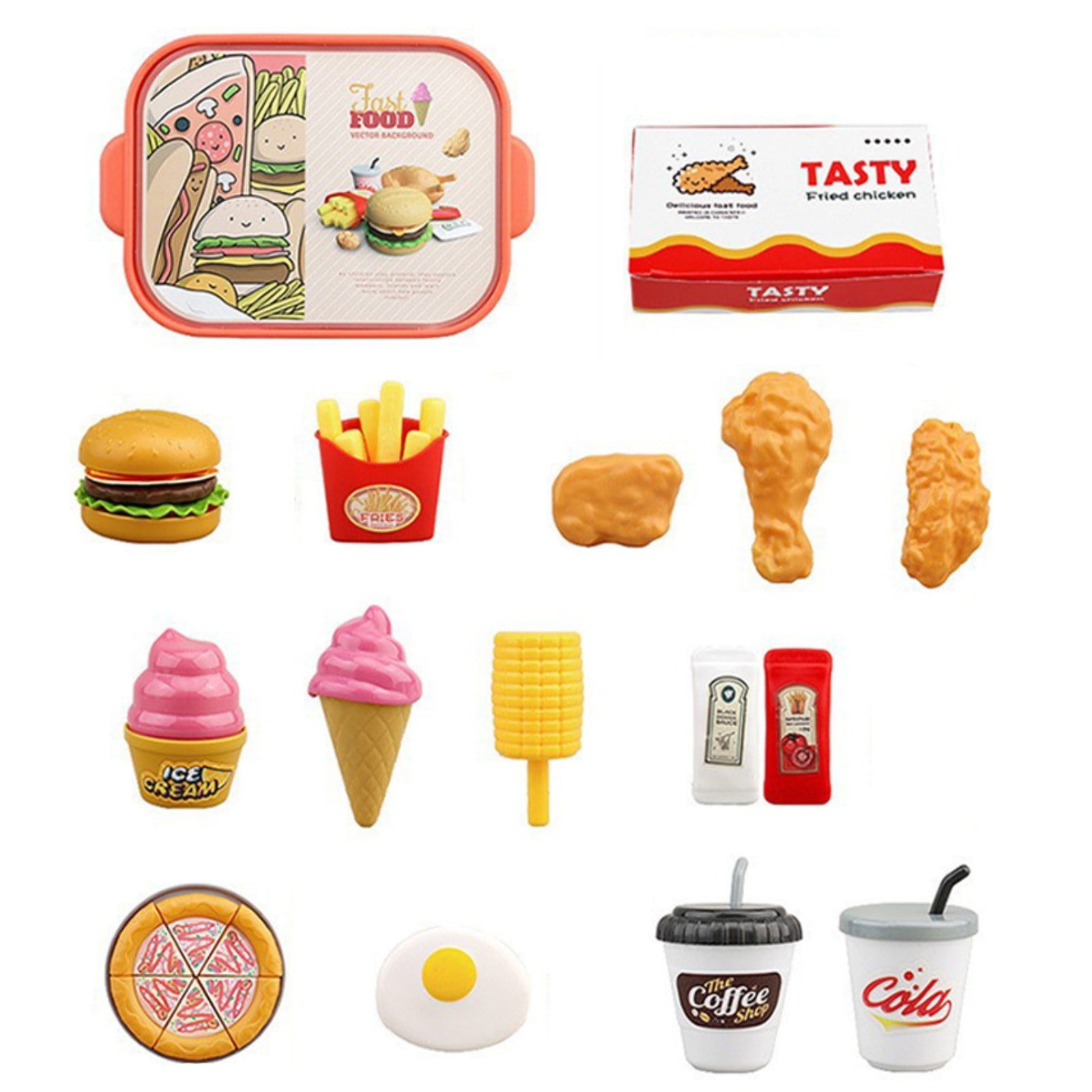 Gqtwoy Children's Play Kitchen Set with Fast Food Simulation - Burger ...